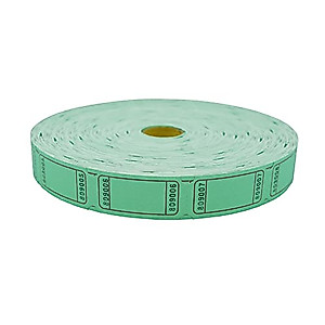 DNB 2000 Raffle Tickets - Single Roll 2000 Pcs per Roll 2 x 1 Inch Consecutively Numbered Blank Tickets for Entry/Events/Class Reward/Fundraiser/Prizes - Green