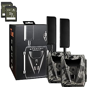 Spartan GoLive 4G LTE Trail Cameras,Live-Streaming, Anti-Theft GPS, On-Demand Image&Video Capture,Real-time Updates,Built-in Lithium Battery,Blackout with 32GB SD Cards - 2 PK (Verizon)