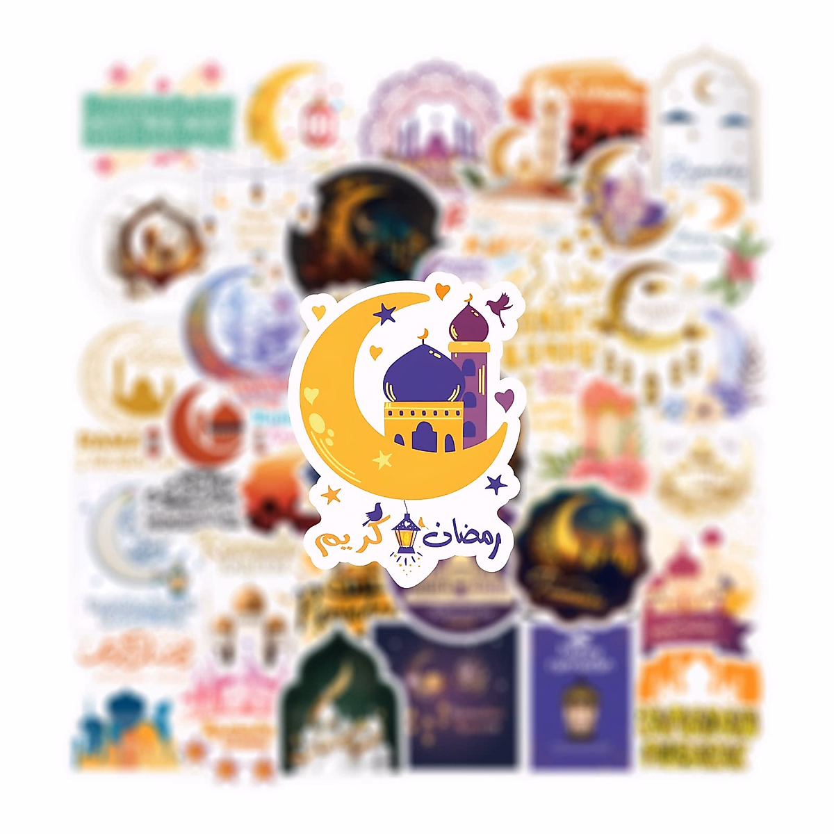 65PCS Ramadan Stickers Islamic Stickers Vinyl Waterproof Stickers for Laptop,Bumper,Skateboard,Water Bottles,Computer,Phone,Cartoon Anime Stickers for Kids Teens Adult