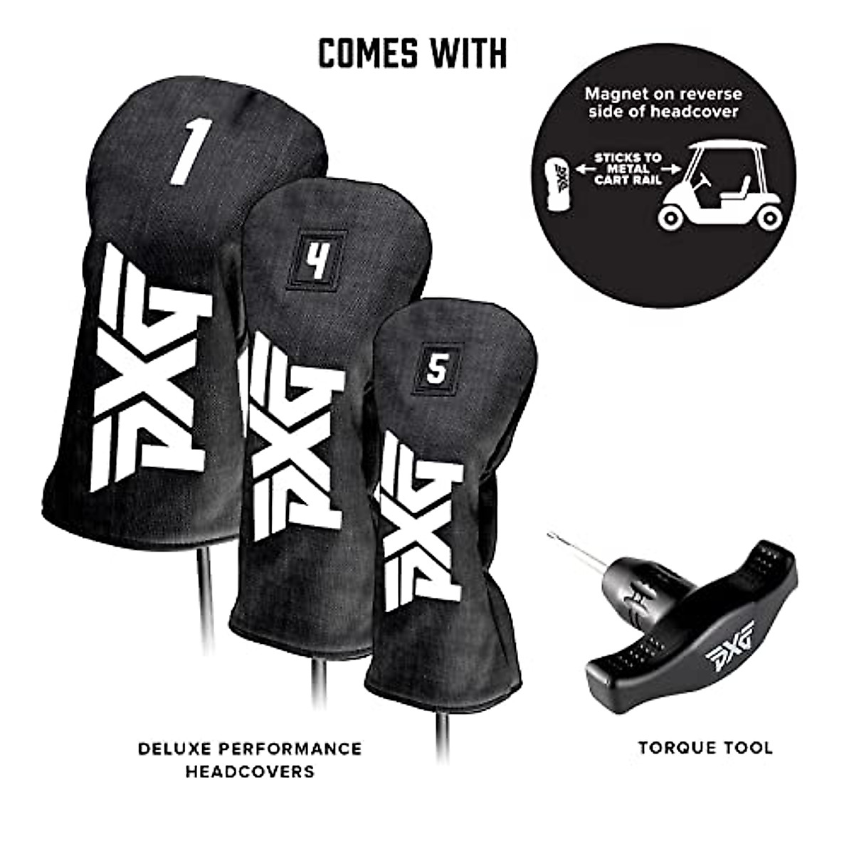 PXG 0211 Z Woods Set Including a 16 Degree Driver, an 18 Degree Fairway and a 25 Degree Hybrid with Graphite Shafts for Left or Right Handed Golfers (Right, Graphite, Regular)