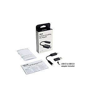 ASUS Ai Noise-Canceling Mic Adapter | Built-in Artificial Intelligence Isolates Background Noise, Enhance Voice Clarity | Improve Quality of Conference Calls, Music | Supports USB-C & USB 2.0-3.5 mm