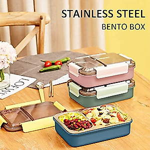 Inroserm Stainless Steel Bento Box For Adults and Kids 2 Compartments Lunch Box Leakproof Pink