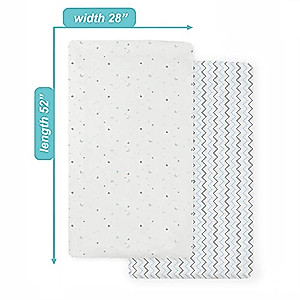TL Care 2 Pack Printed 100% Cotton Jersey Knit Fitted Crib Sheet for Standard Crib and Toddler Mattresses, Blue Stars/Zigzag, for Boys and Girls