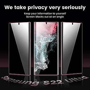 MOHAVE Privacy Screen Protector [Auto Alignment] Designed for Samsung Galaxy S22 Ultra 6.8"[Ultrasonic Fingerprint Support] - Sensor Protection / 2 Pack, Anti Spy Private Film, Case Friendly, 3D Curved, Crystal Clear, Total Protection