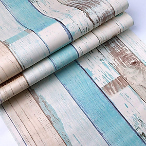 GLOW4U Decorative Wood Panel Pattern Contact Paper Self Adhesive Shelf Liner for Kitchen Cabinet Countertop Shelves Table Furniture Craft Door Wall Decal 17.7 Inch by 16 Feet