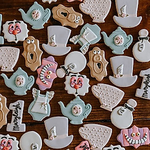 Wonderland Cookie Cutter 12 Piece Set from The Cookie Cutter Shop - Mad Hatter Hat, Cheshire Cat, Queen's Crown, Drink Me Bottle Cookie Cutters – Tin Plated Steel Cookie Cutters