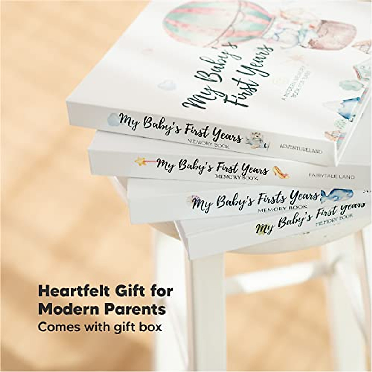 First 5 Years Baby Memory Book Journal - 90 Pages Hardcover First Year Keepsake Milestone Baby Book For Boys, Girls - Baby Scrapbook - Baby Album And Memory Book (AdventureLand)