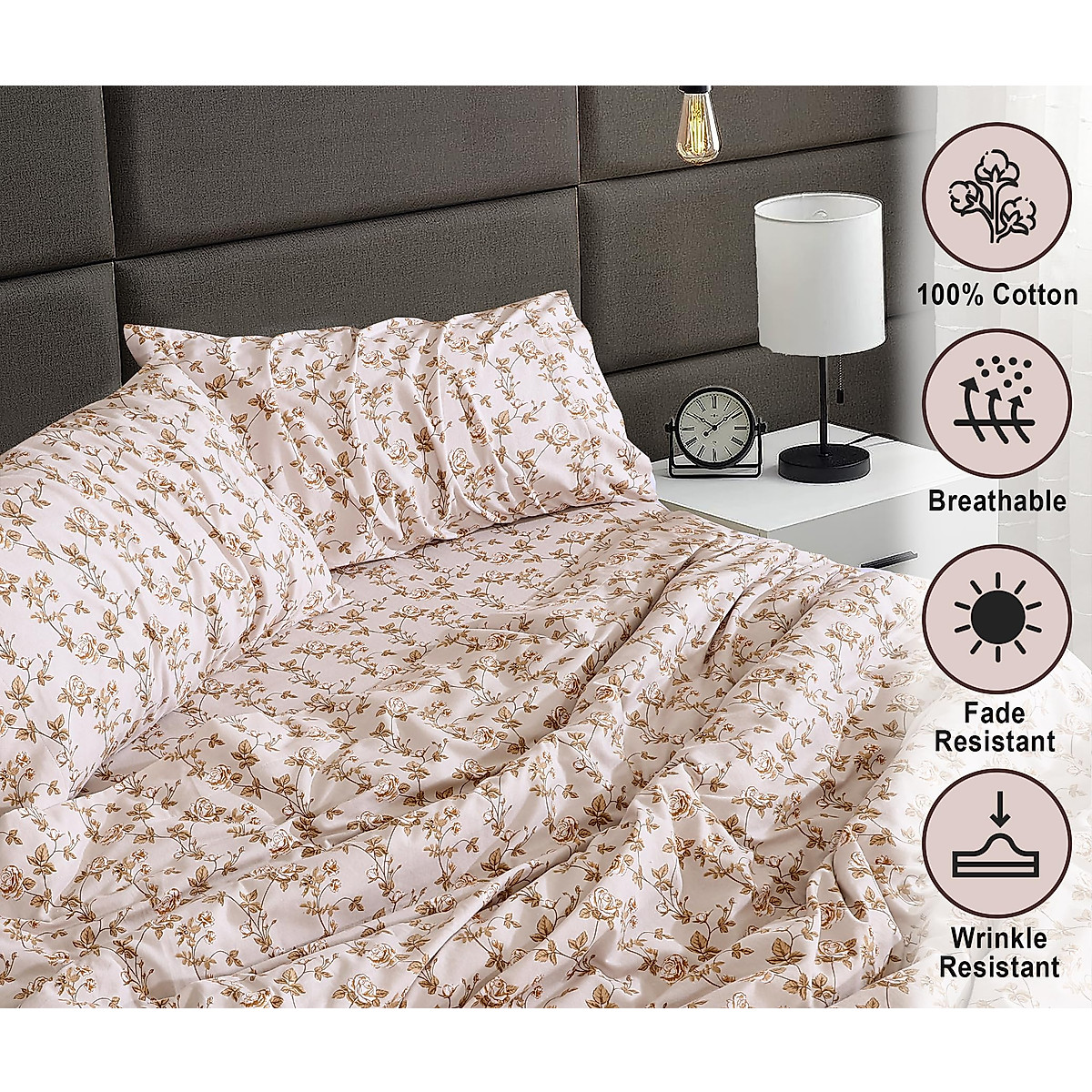 RUVANTI Flannel Sheets Full Size - 100% Cotton Double Brushed Bed Sheets Set, Deep Pockets 16 Inches, All Seasons Breathable & Extra Soft Full Sheets, Warm & Cozy, 4 Piece, Dazzale