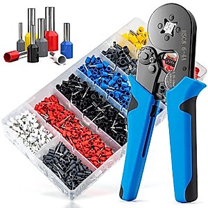 Ferrule Crimping Tool Kit, LUNEY Wire Ferrule Kit with 1250PCS Wire End Ferrules & Crimper Plier, Self-adjustable Ratchet Tool Set for AWG 23-7 Electrical Wire Connectors, 0.25-10mm²