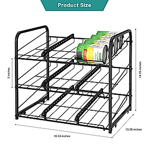 Vrisa Stackable Can Rack Organizer 2 Pack Can Dispenser for Food Storage Can Organizer for Kitchen Pantry Cabinet Hold up to 72 Cans Black