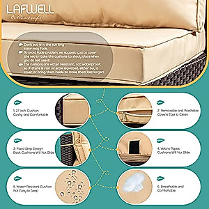 LAFWELL 7 Pieces Outdoor Patio Furniture Sets,Rattan Conversation Sectional Set,Manual Weaving Wicker Patio Sofa with Tea Table