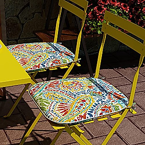 LVTXIII Indoor/Outdoor Chair Cushions Seat Cushions with Ties, Patio Chair Pads D16xW17 Inch for Patio Furniture Garden Home Office Decoration 2 Pack,Paisley Multi