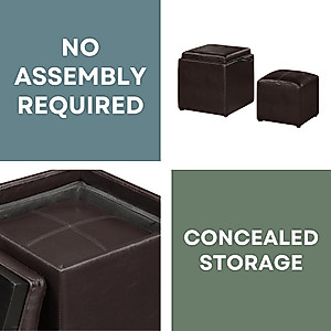 Convenience Concepts Designs4Comfort Park Avenue Single Ottoman with Stool, Espresso