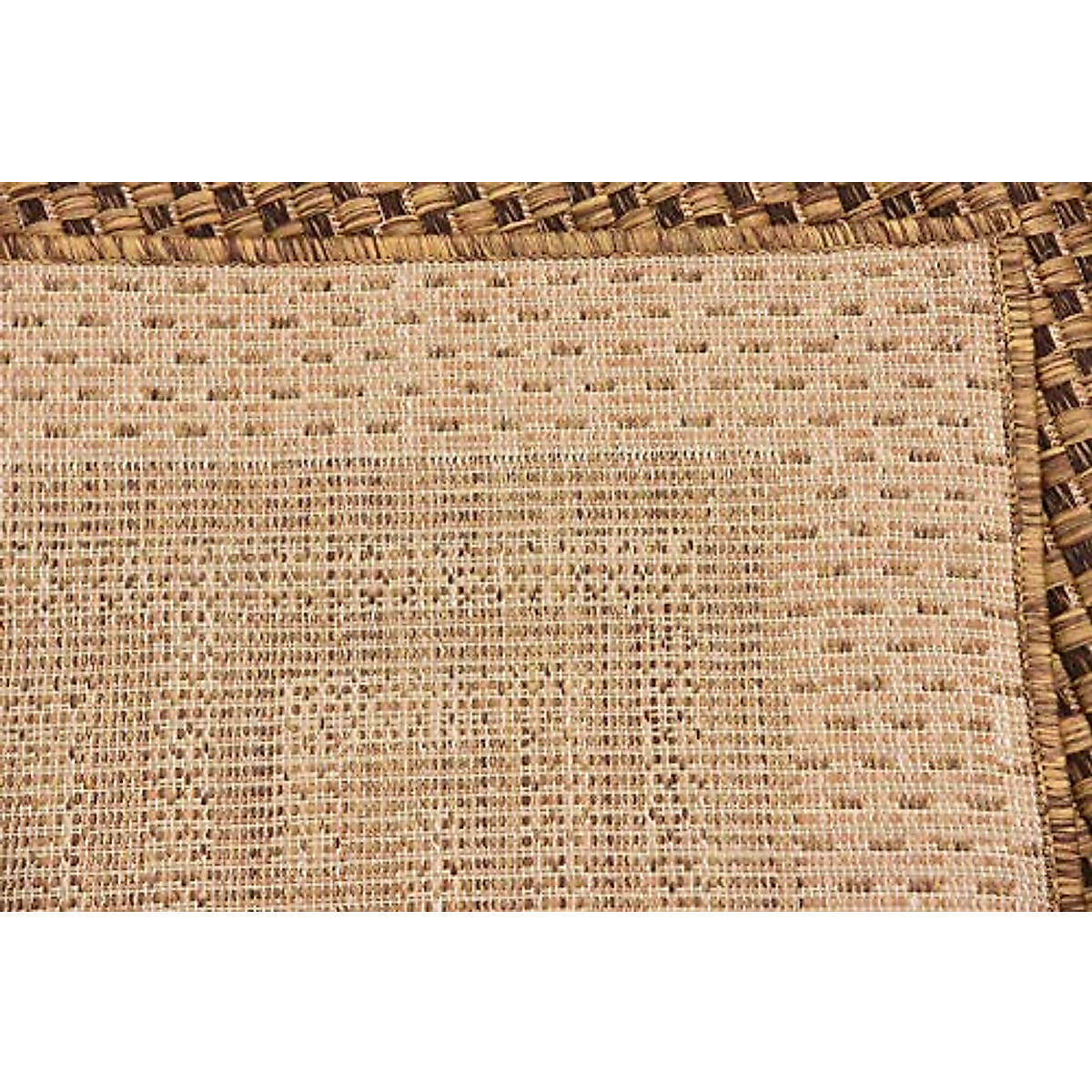 Unique Loom Outdoor Border Collection Area Rug - Greek Key (5' 4" Square, Brown/ Light Brown)