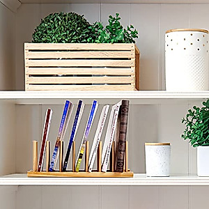 Zopeal 18 Pcs Bamboo Wooden Plate Racks Dish Rack Stand Holder 3/ 6/ 7 Slots Drainboard Drying Drainer Kitchen Cabinet Organizer for Dish Plate Bowl Cup Pot Lid Book