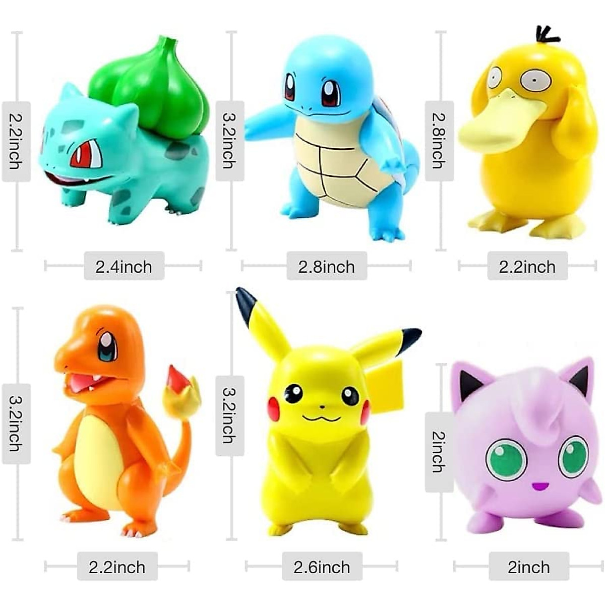 6 PCS Anime Action Figure Set Collection Pocket Monster Action Figure for Children's Toy Set Birthday Party Gift Idea Toys