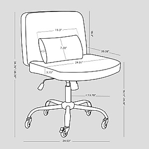 iMenting Criss Cross Chair with Wheels, Desk Chair Comfy with Wide Seat, Cross Legged Office Chair, Swivel Vanity Chair with Back, with Lumbar Pillow, Height Adjustable, Armless (Grey)