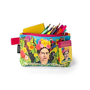 The Unemployed Philosophers Guild Frida Kahlo Bag - 9" Canvas Art Themed Zipper Pouch for Pencils, Tools, Cosmetics, Toiletries and More
