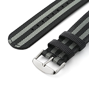 Archer Watch Straps - Premium Nylon Quick Release Watch Bands (Black/Gray, 22mm)