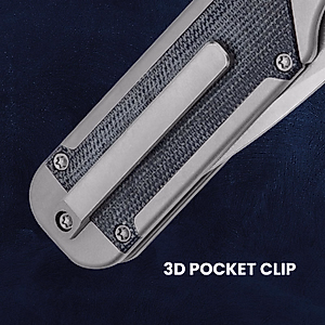 Kizer Militaw Pocket Knife 3.35 Inches Stonewashed S35VN Steel Blade EDC Knife, Titanium+Micarta Handle with 3D Pocket Clip, Ki3634A1