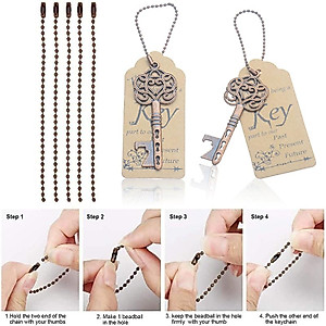 Makhry 52pcs Vintage Skeleton Key Bottle Opener Wedding Party Favor Guest Souvenir Gift Set with Tag Card and Keychain(Antique Copper)