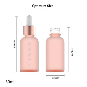 Jagolain Eye Dropper Bottles 1oz (Frosted Orange Colored Glass Bottle 6 Pack 30ml with Rose Golden Caps, Measured Pipettes) Empty refillabe Bottles for Essential Oils, Perfume (6 pcs, frosted orange)
