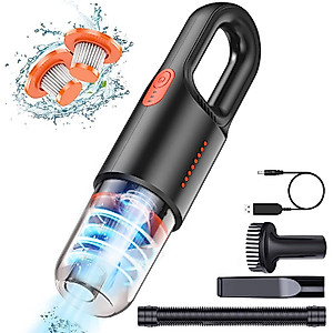 Portable Car Vacuum Cleaner,VEAZOR High Power Strong Suction Mini Handheld Vacuum Cordless Rechargeable Wet Dry Lightweight Hand Vac with 2 Washable HEPA Filters for Home Pet Hair