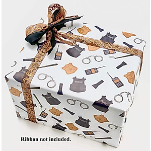 Stesha Party Police Wrapping Paper Birthday Gift Wrap - Folded Flat 30 x 20 Inch - 3 Sheets