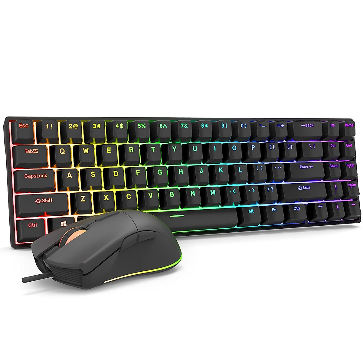 RK ROYAL KLUDGE RK71 Wireless/Wired Mechanical Keyboard and 7200 DPI Gaming Mouse, 71 Keys RGB Red Switch Hot Swappable Compact Gaming Keyboard for Win/Mac