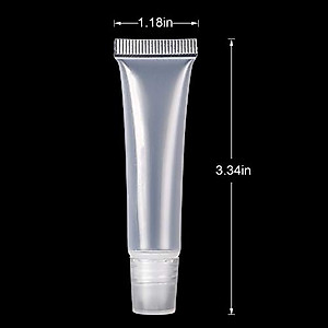 FALADOO 100 Pcs 10 ml Lip Gloss Balm Tubes Refillable Empty Tubes Clear Cosmetic Containers Soft Tube (10ML, 100)