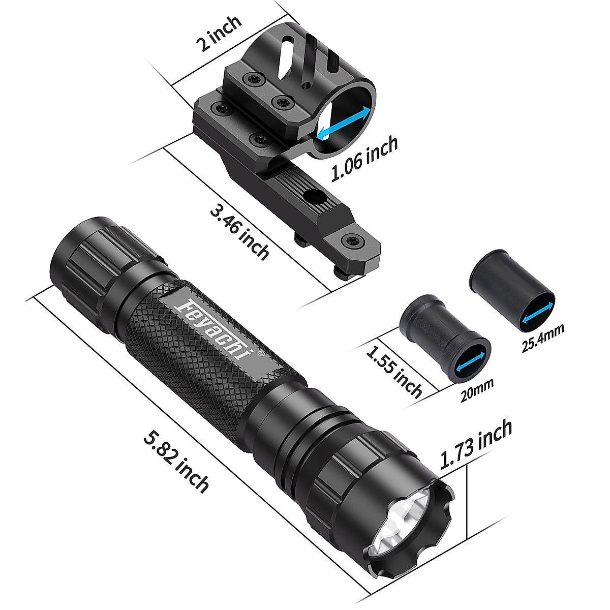 Feyachi FL14-MB Tactical Flashlight 1200 Lumen Matte Black LED Weapon Light with mLok Flashlight Mount and Pressure Switch Included