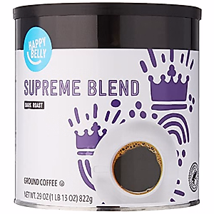Amazon Brand - Happy Belly Supreme Blend Canister Coffee, Dark Roast, 29 Ounce
