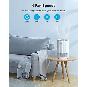 Govee Smart Air Purifiers for Home Large Room, WiFi Air Purifiers for Bedroom Work with Alexa Google Assistant, H13 True HEPA Filter for Pets 24dB Night Light