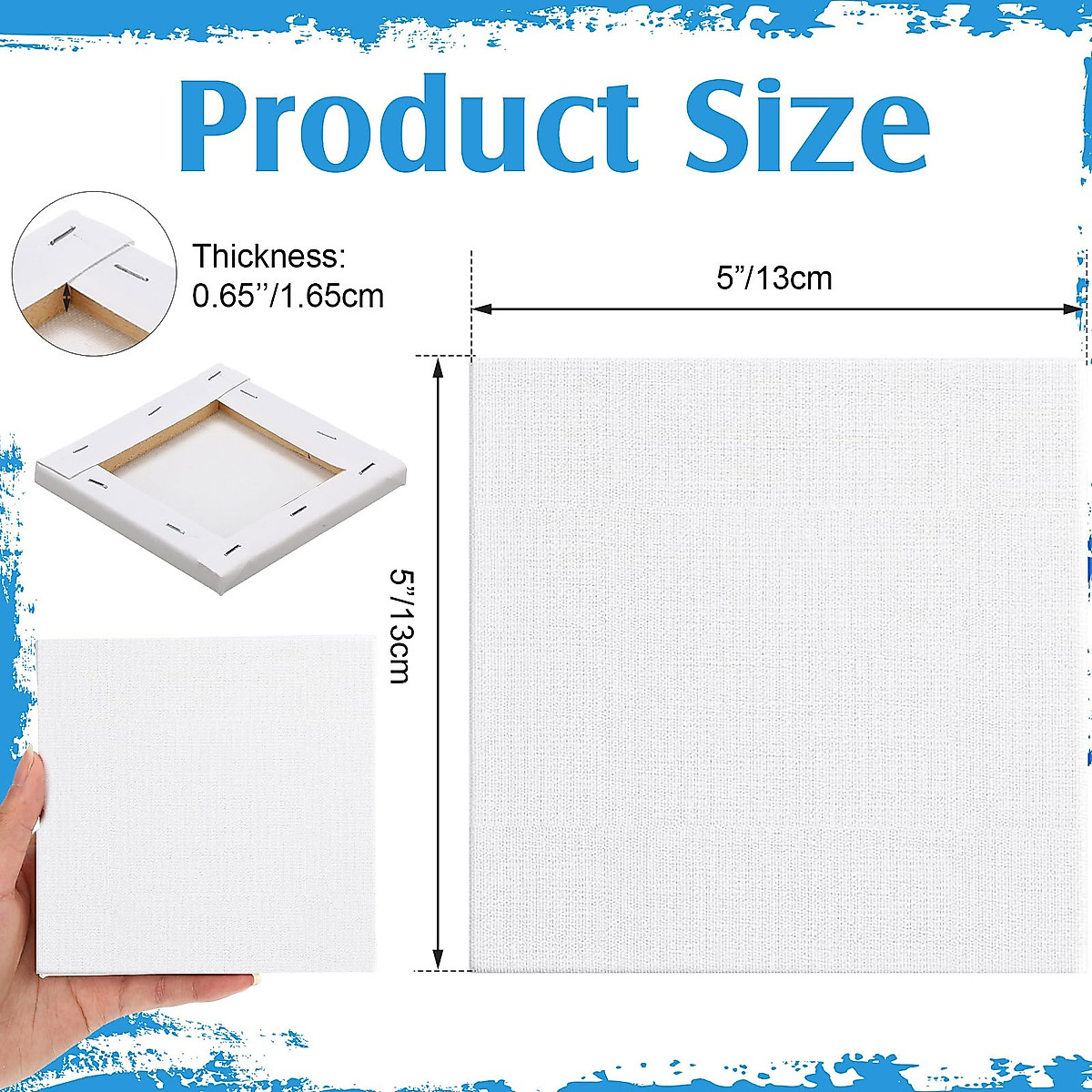 Ireer 90 Pcs Mini Stretched Canvas Bulk, 5 x 5 Inch White Canvases for Painting, 100% Cotton Small Blank Canvas Boards for Kids, Art Supplies Panels for Oil, Acrylic, Watercolor Paint