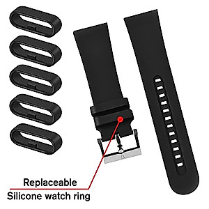 cobee Silicone Watch Strap Loops, 10 Pcs Watch Strap Fastener Rings Replacement Watch Strap Band Keeper Loop Security Holder Retainer Ring Universal Fit Watchband Loops (Black, 20mm)