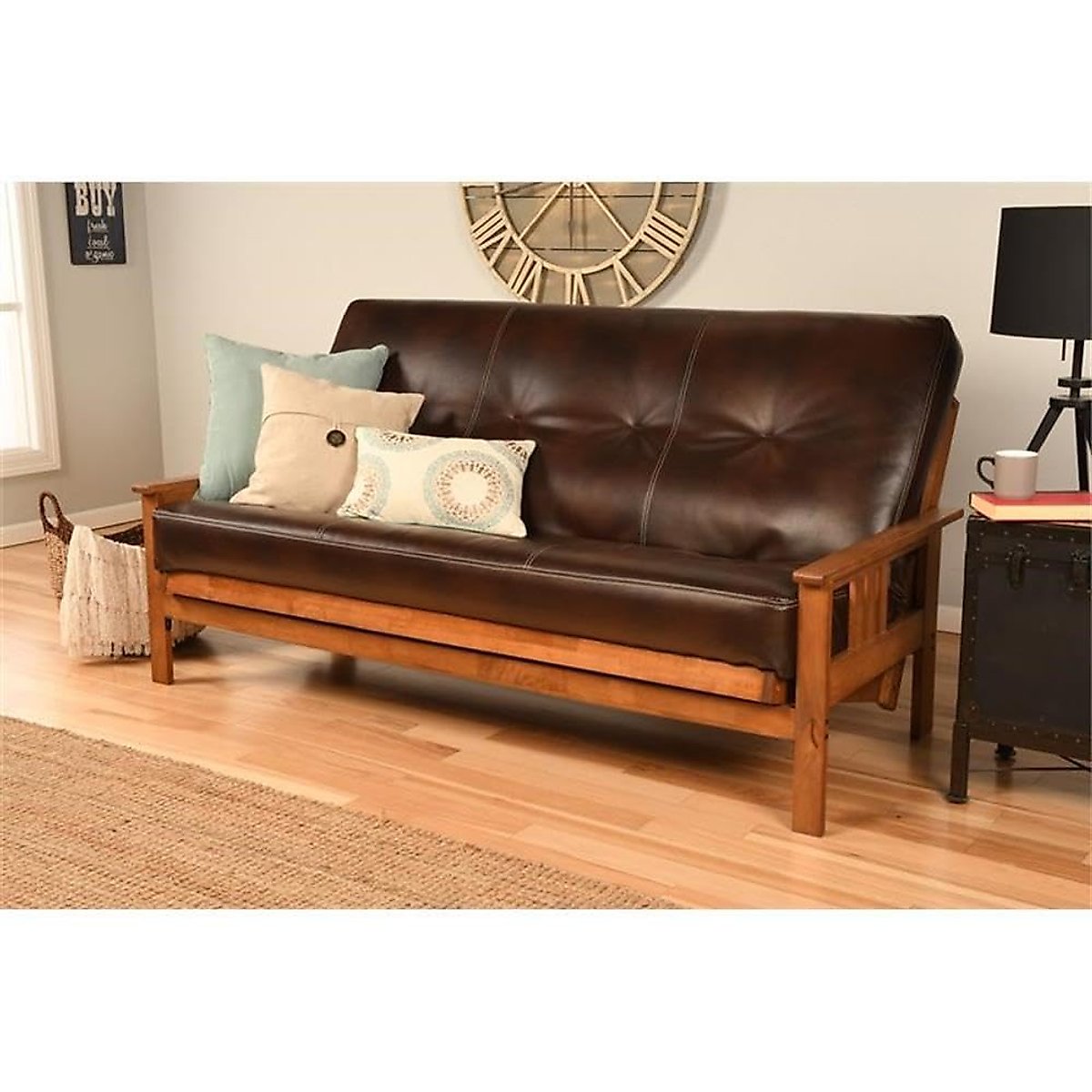 Kodiak Furniture Full-Size Faux Leather Futon Mattress in Java Brown-Frame Not Included