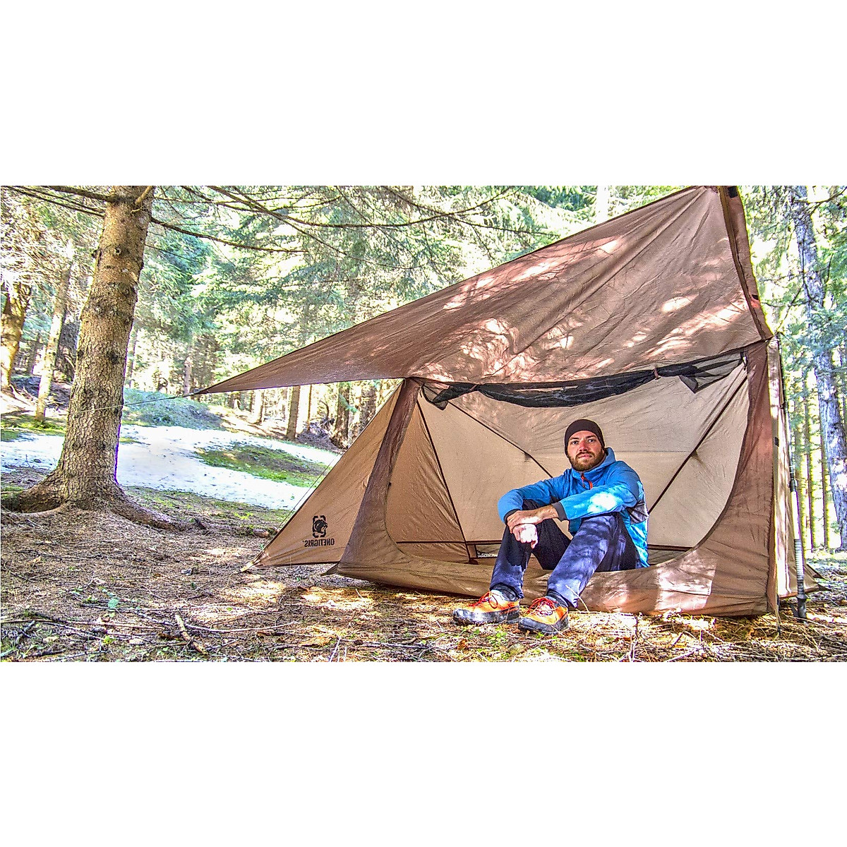 OneTigris Backwoods Bungalow Ultralight Bushcraft Shelter 2.0, Backpacking Tent with Canopy 2 Person Waterproof Ripstop