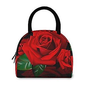 Red Rose Lunch Bag Tote Bag Lunch Bag for Women Lunch Box Insulated Lunch Container