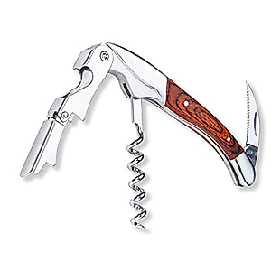 AIZOEVCN Professional Waiters Corkscrew Wine Key Rosewood Handle 3 in 1 Bottle Opener with Foil Cutter, Heavy Duty Stainless Steel Wine Opener for Servers, Bartenders, Sommelier, Bar, Restaurant, Home