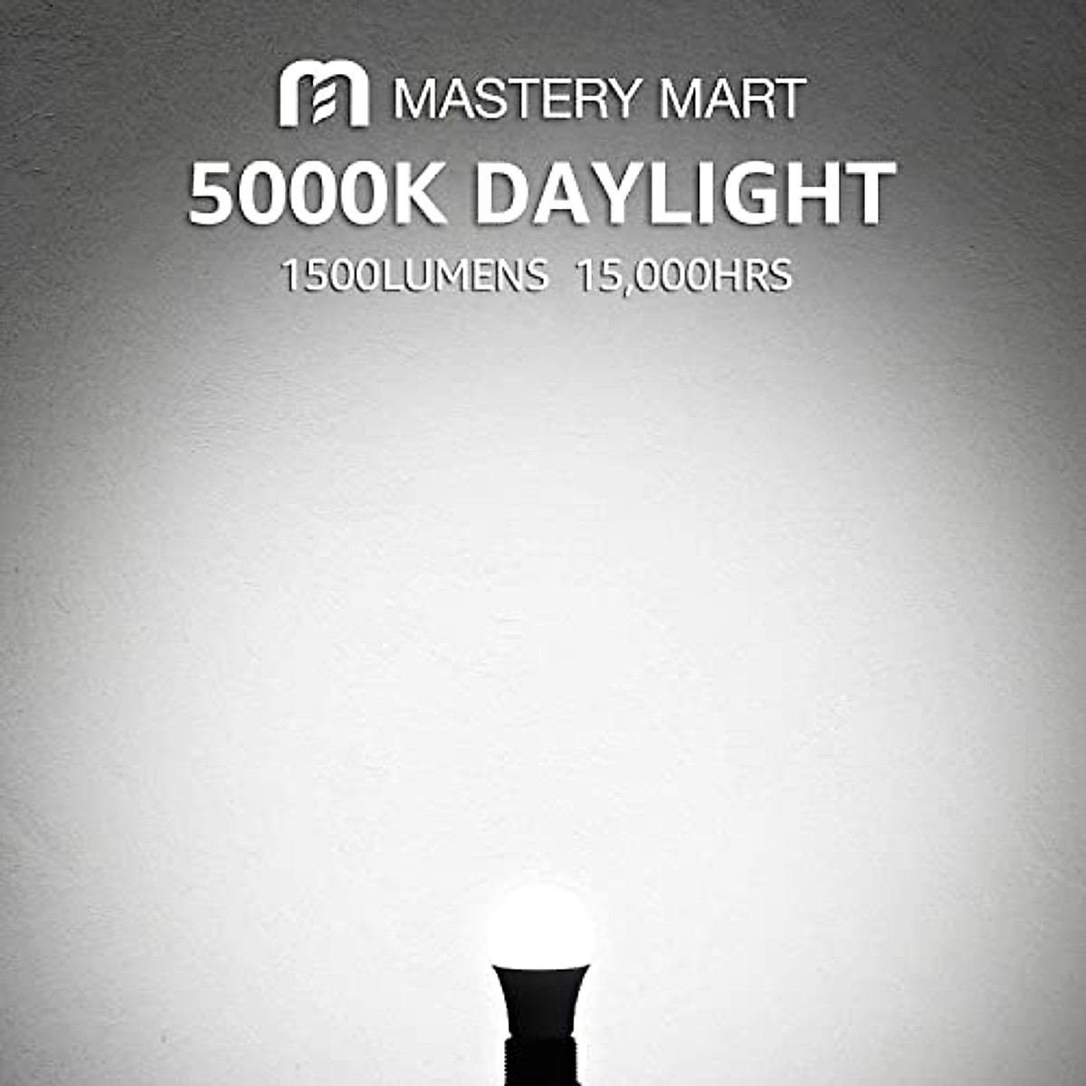 MASTERY MART A19 [100-Watt] Led Light Bulbs, E26 Base, 5000K Bright Daylight White, 1500 Lumens, CRI 80+, Non-Dimmable, Energy Star, UL Listed, 14W [100W Equivalent]- (6 Pack)