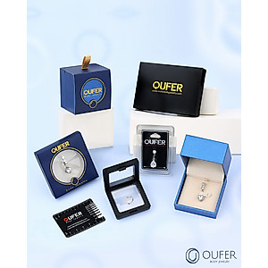 OUFER 14G Tongue Rings, G23 Solid Titanium Tongue Piercing Jewelry, White Opal Internally Threaded Tongue Ring, Tongue Rings for Women Men