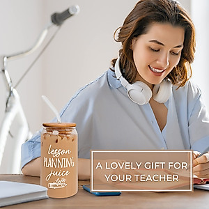 Teacher Appreciation Gifts - Teacher Gifts for Women - Cool Gifts for Teachers Women - Funny Teacher Gift Ideas - Teacher Birthday Gifts - Unique Gift for Teacher - 16 Oz Thank You Teacher Can Glass