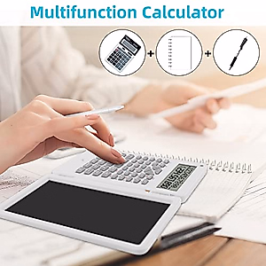 LINGSFIRE Scientific Calculator with Erasable Writing Board, 10-Digit LCD Display Foldable Desk Calculator Physics Graphing Calculator for Student Teacher Financial Office Business High School, White