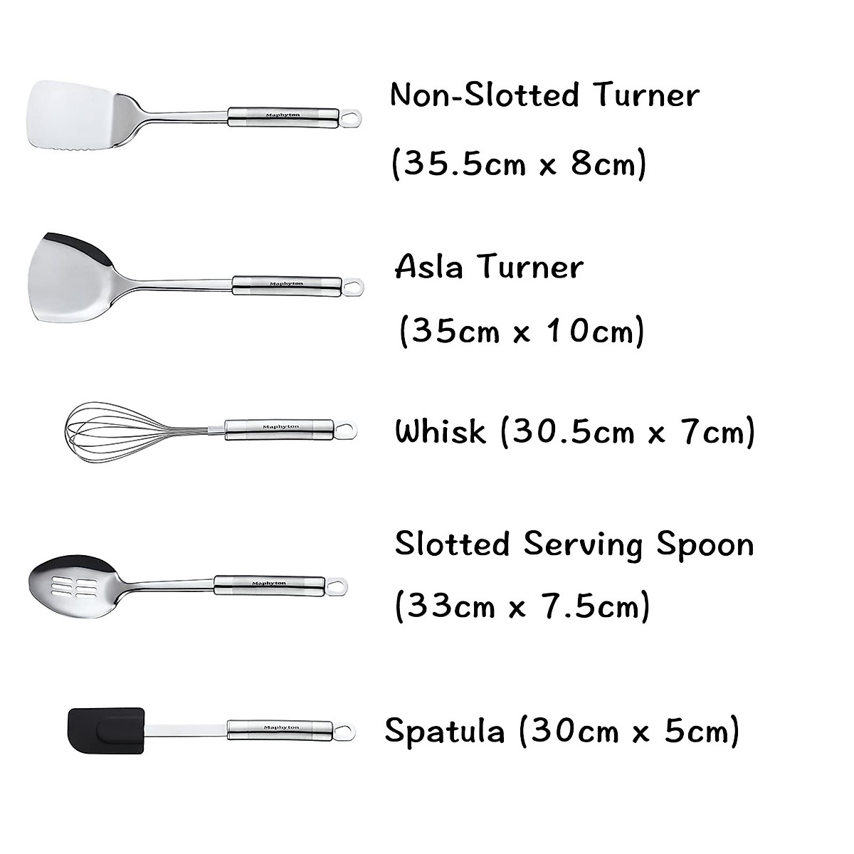 Maphyton Cooking Utensil Set, 11 PCS Stainless Steel Kitchen Utensil Set, Nonstick Kitchen Gadgets Cookware Set with Spatula