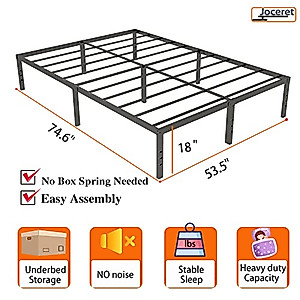 Joceret 18 Full Size Metal Platform Bed Frame,Base,Non-Slip,Sturdy and Durable,Easy Assembly,Ample Storage Space,No Box Spring Needed,Minimalism,Adult,Rooms,Black