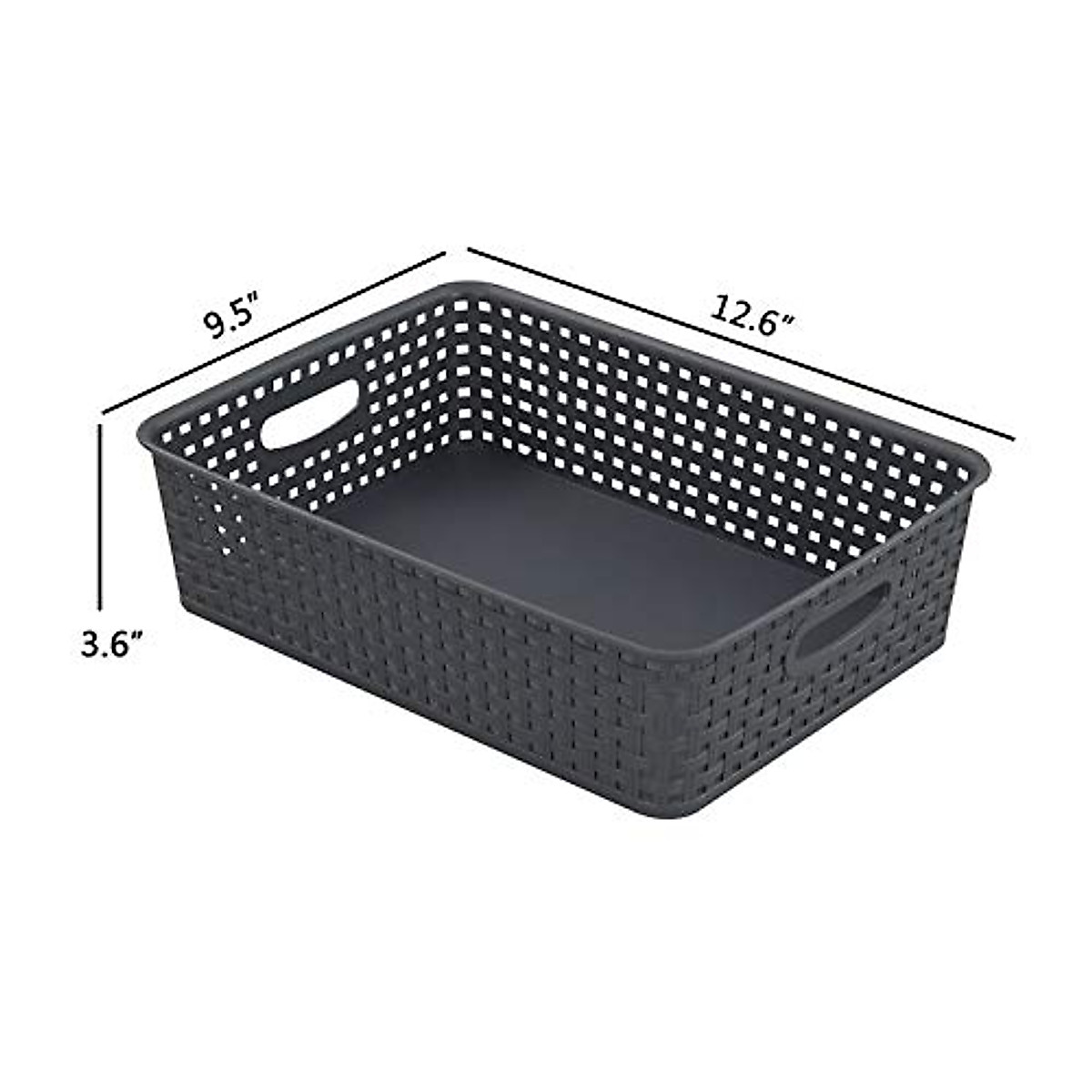 Easymanie Grey Plastic Basket Tray, A4 Paper Baskets, Pack of 5
