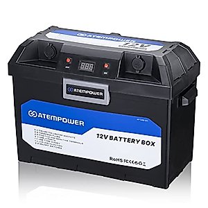 ATEM POWER Battery Box 12V with USB/DC Port/CIG Socket/Anderson Plug/Voltage Indicator for RV Camper Marine Portable with Handle Hassle(Battery Not Include)