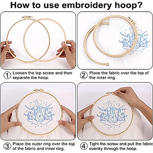 Sivilife Christmas Embroidery Starter Kit for Beginners, 4 Sets Stamped Cross Stitch Kits for Adult, Cute Sock Gift Pattern Hand DIY Kit with 2 Embroidery Hoops Instructions Color Threads and Needles