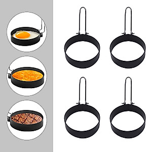 3inch Nonstick Egg Rings Set of 4, Round Crumpet Egg Maker Molds for English Muffins Pancake Cooking Griddle, Round Egg Cooker Rings for Camping Indoor Breakfast Sandwich Burger