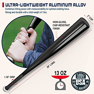 Aluminum Baseball Bat - 28 Inch 13 Oz - Ultra-Lightweight Fungo Bat for Softball, Home Defense, Training, Security, and Protection - KOTIONOK